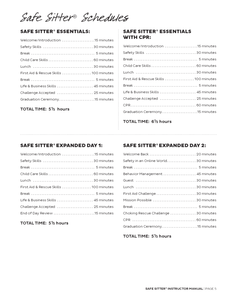 Course Options - Safe Sitter®